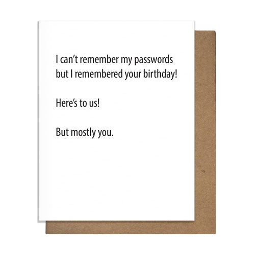 Passwords - Birthday Card – Sense and Humor - fun. clever. tasteful. gifts.